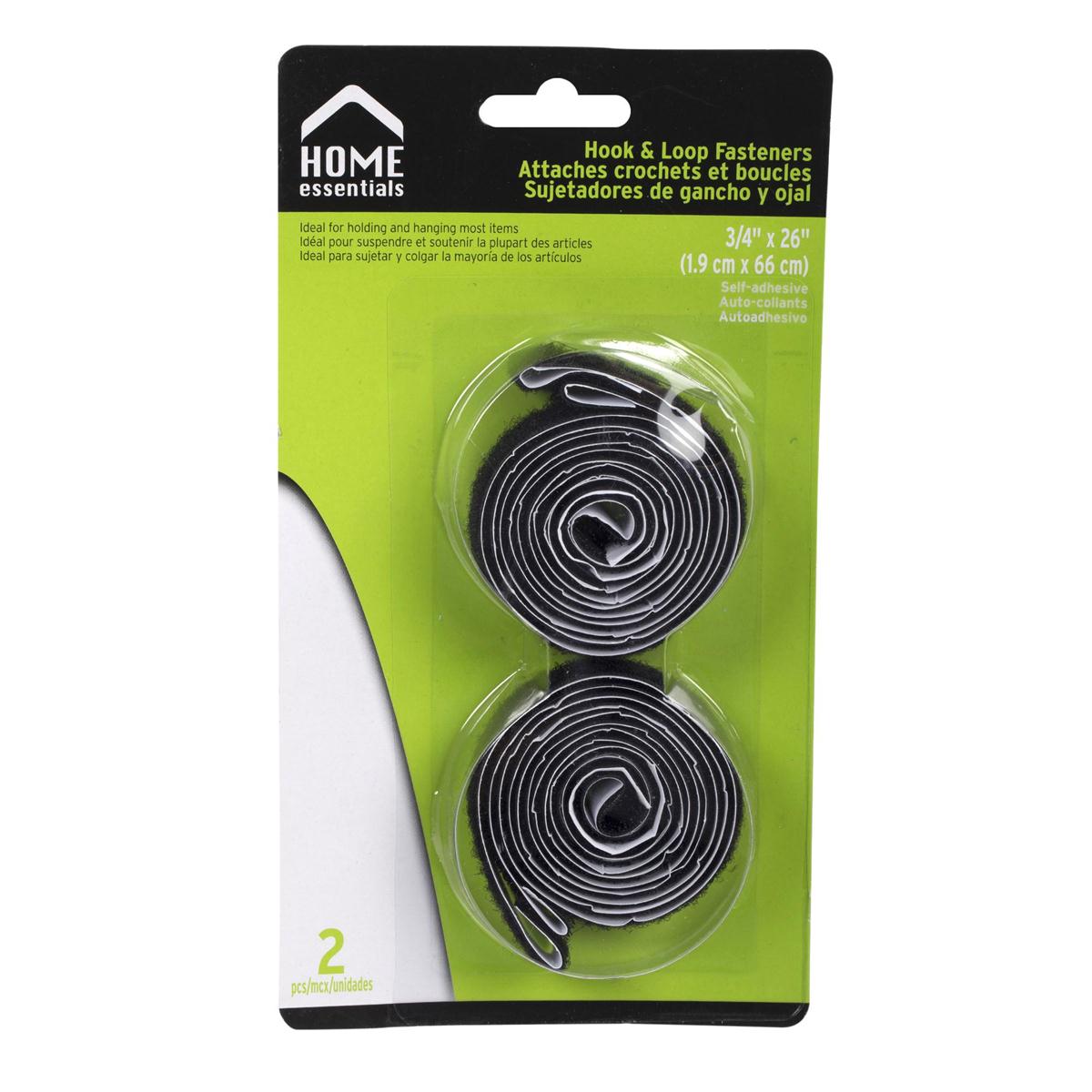 H.E., 26"L Hoop & Loop Fasteners, 2-pc, Self-adhesive, Black, b/c