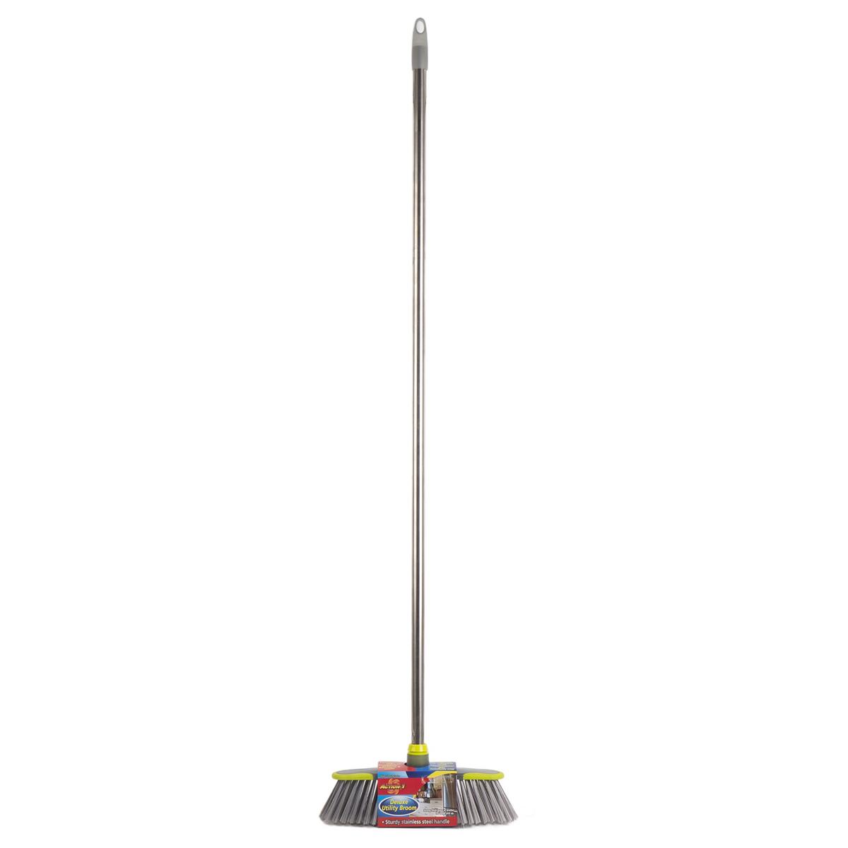 Action-1, 51"L Broom w/Stainless Steel Handle, sleeve card
