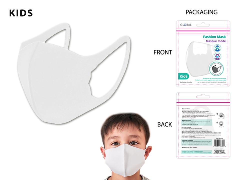 Washable KIDS Fashion Mask - WHT Printed Zip Lock bag