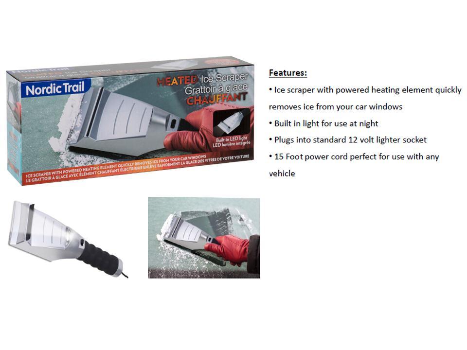 12V Heated Ice Scraper w/Built In LED Light+15ft. Power Cord, col.box