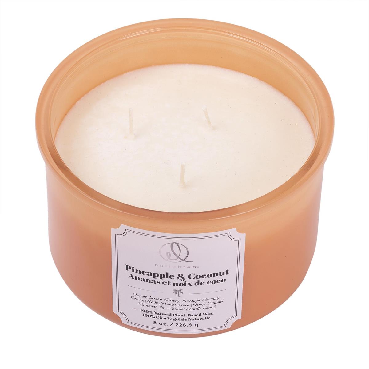 Enlighten Scented Candle w/Wood Lid, 3-wick, Pineapple + Coconut, 426g