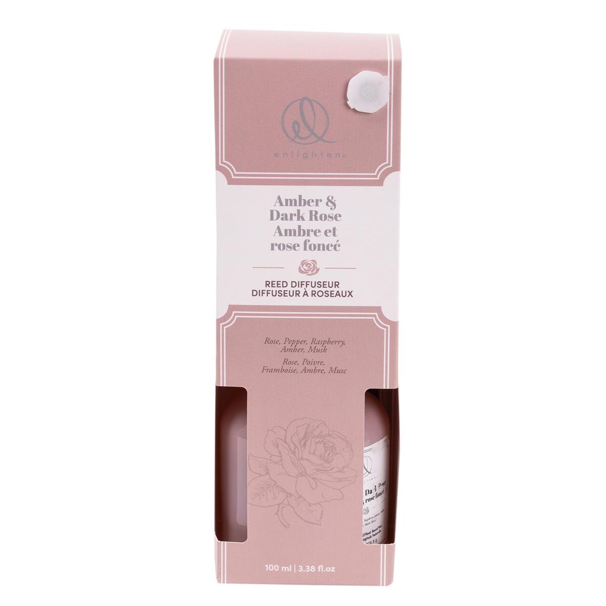 Enlighten 100ml Reed Diffuser, Amber + Dark Rose, Gift Boxed