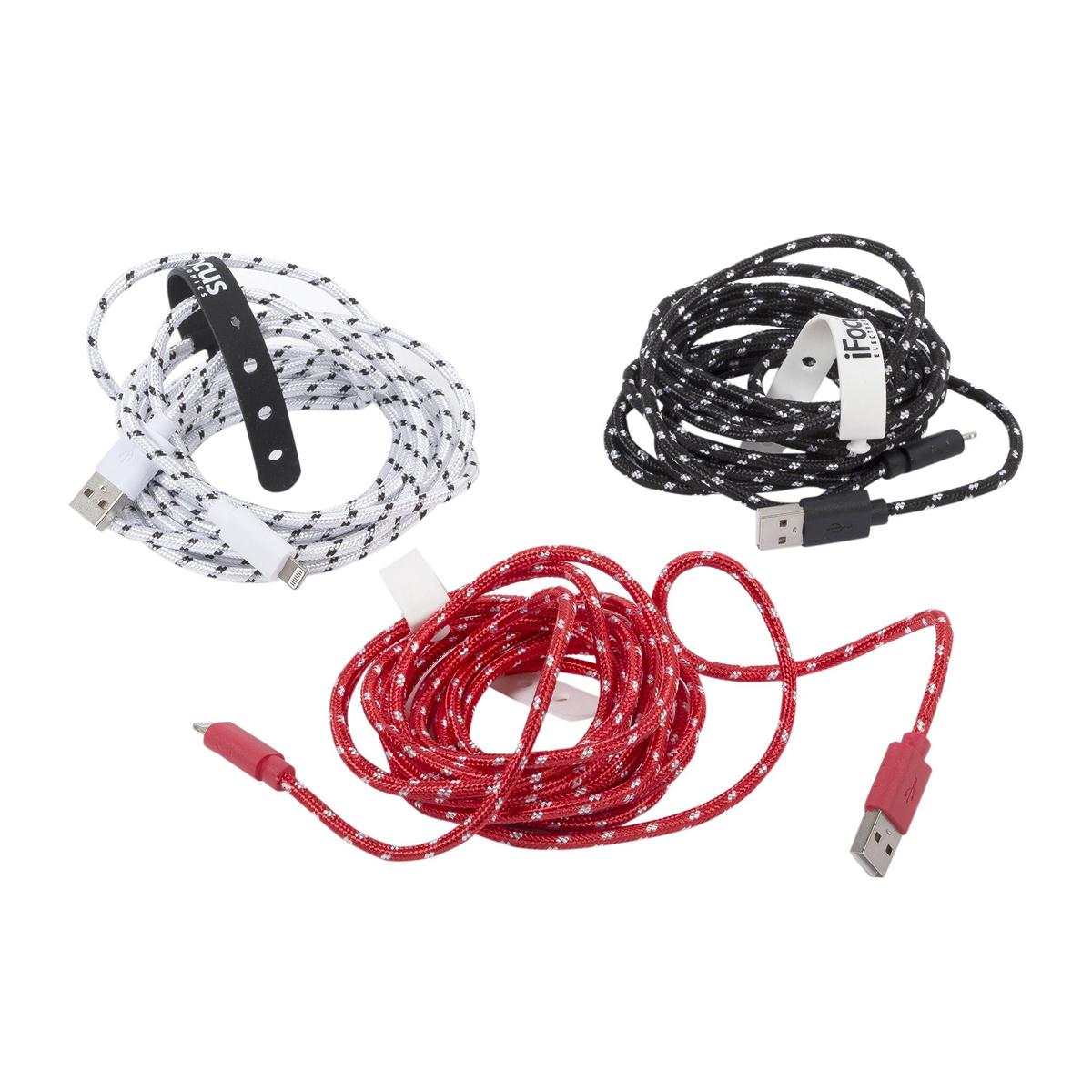 iFocus, 10 ft. Lightning data cable Syn Cbl,3C,w/ strap (CS)