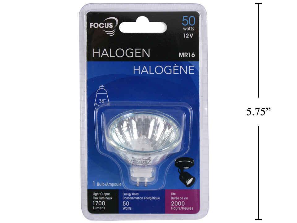 Focus E., MR-16 GU5.3 Base, 12V 50W Halogen Light, clam shell