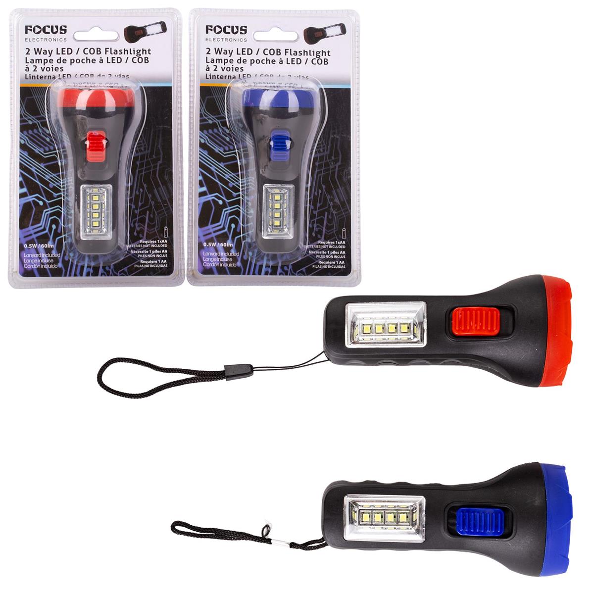 Focus E. 2-Way LED Flashlight 2 Col, Lanyard incld.