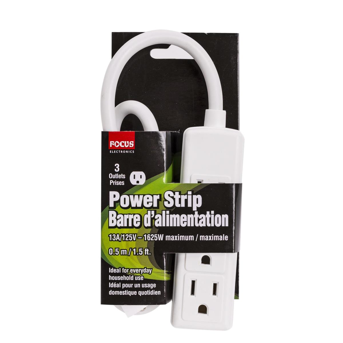 Focus Elec.0.5M 3-Outlet Power Strip, C UL US, cbx