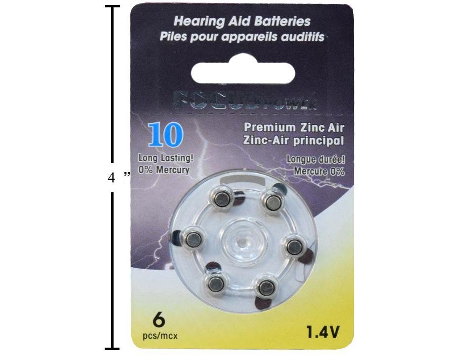 Focus Elec, 6-pc #10 Hearing Aid Batteries, b/c