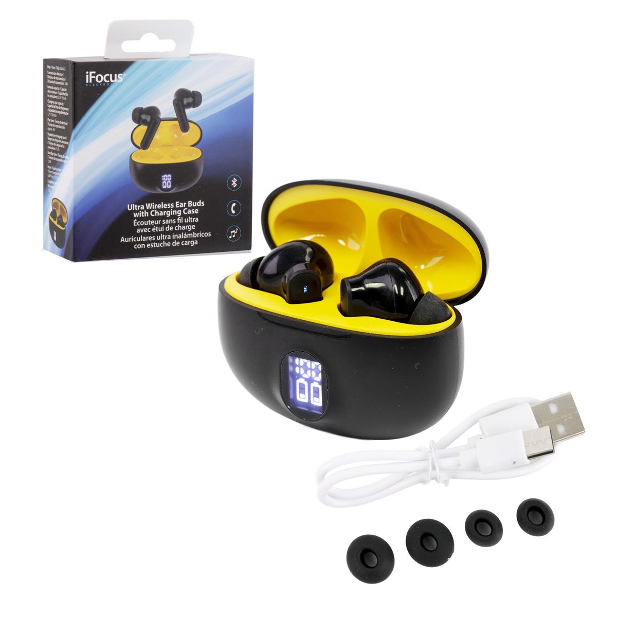 iFocus Ultra Wireless Earbuds, Charging Case w/ Level indicator,, Type ...