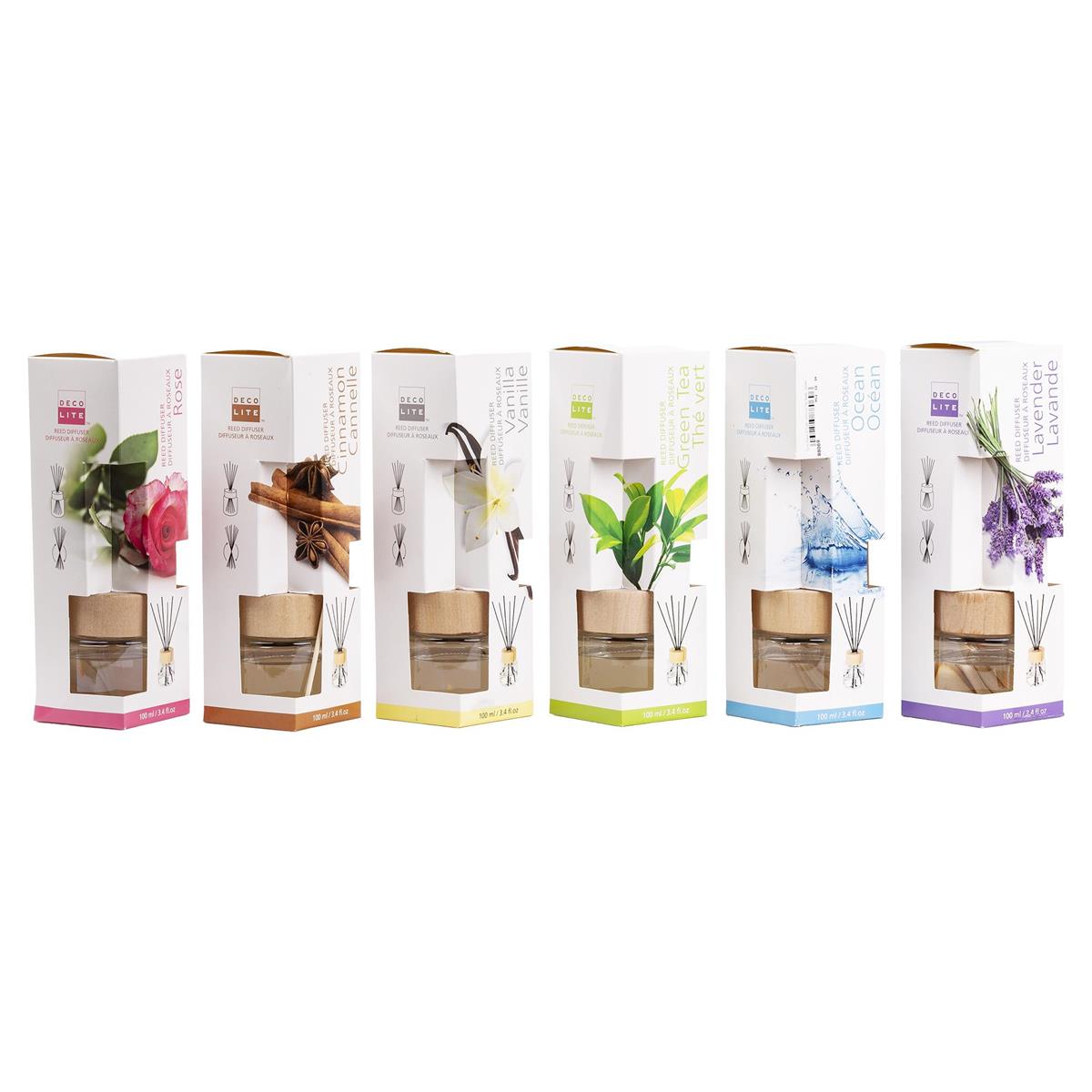 100ml Reed Diffuser w/Wood Top, 6asst., boxed