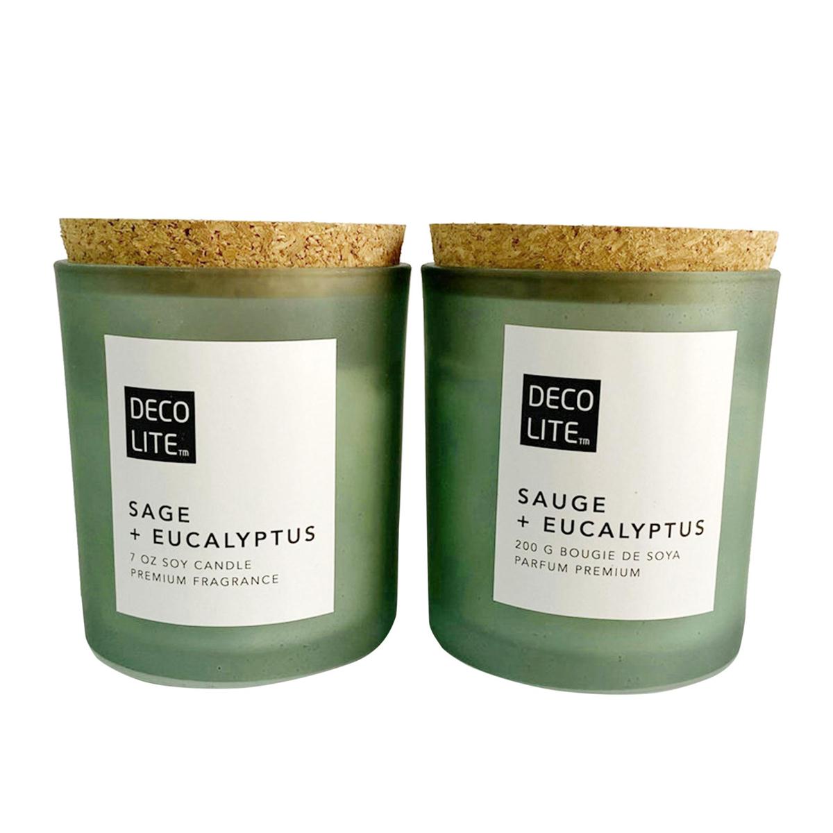 Soy Glass Jar Candle w/Cork Lid, Sage, 200/460g, col label,