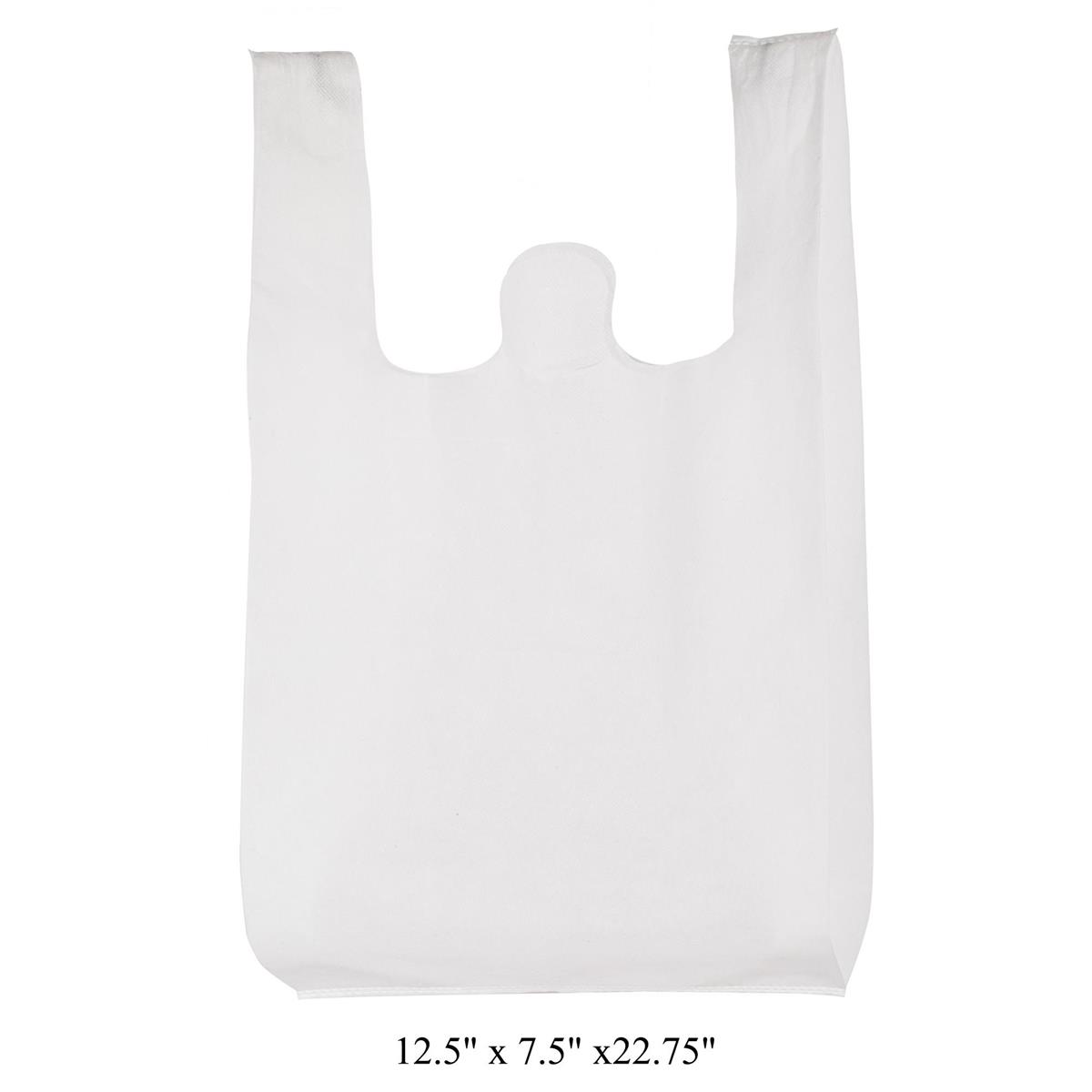Reusable T-Shirt Bag, White color UPC-N/A 40gsm, 12.5" x 7.5" x22.75"