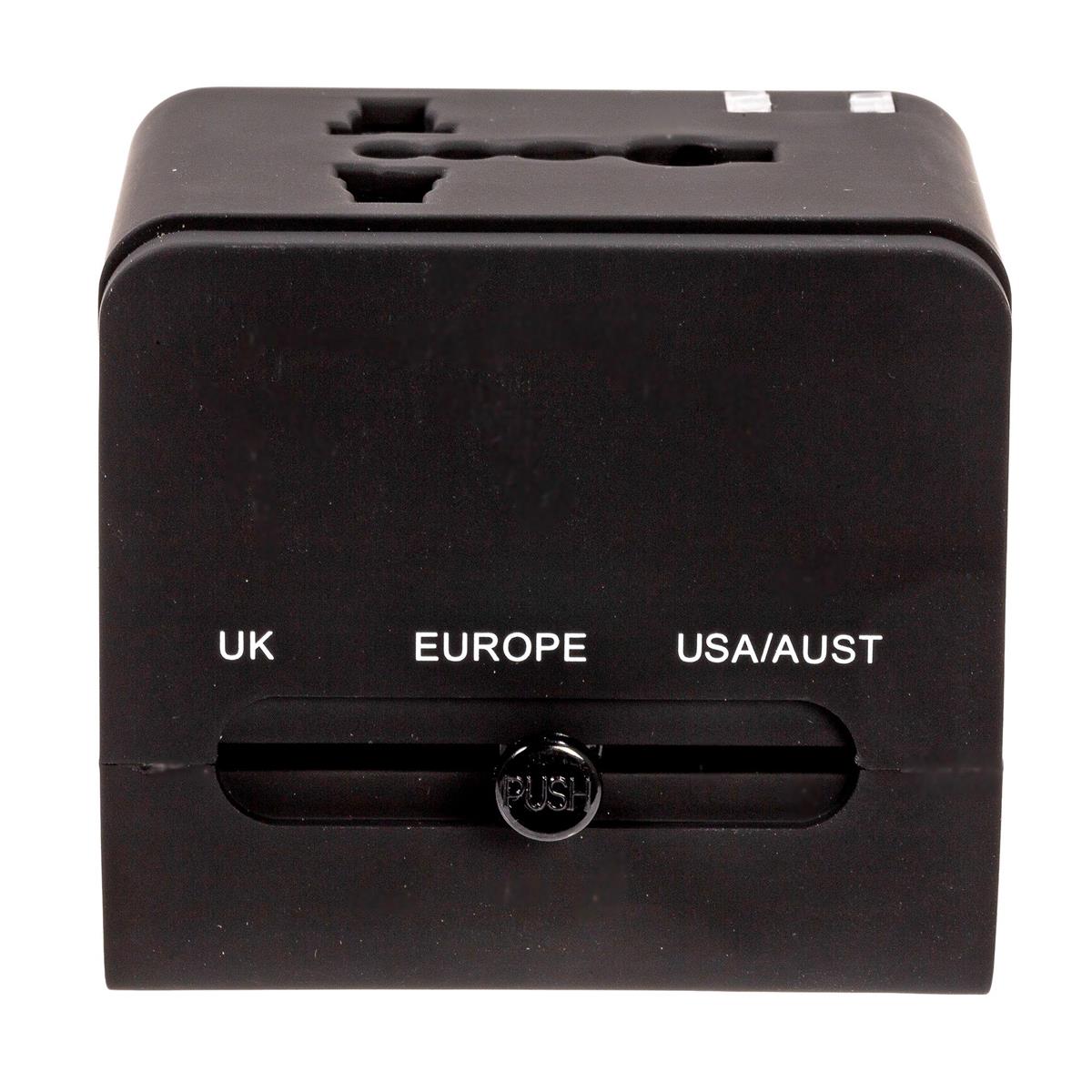 Global, Travel Adapter, matte, w 2 USB, clamshell