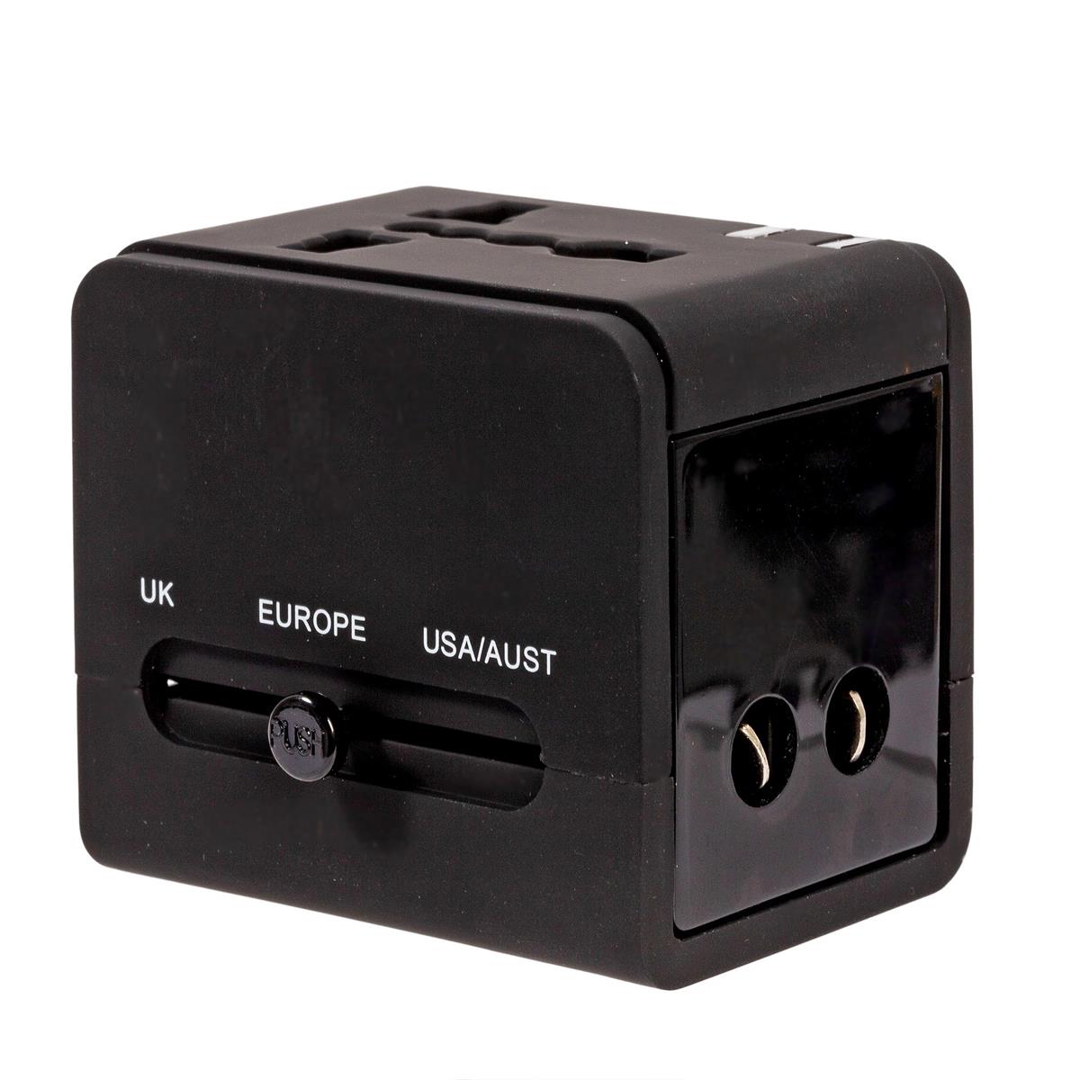 Global, Travel Adapter, matte, w 2 USB, clamshell