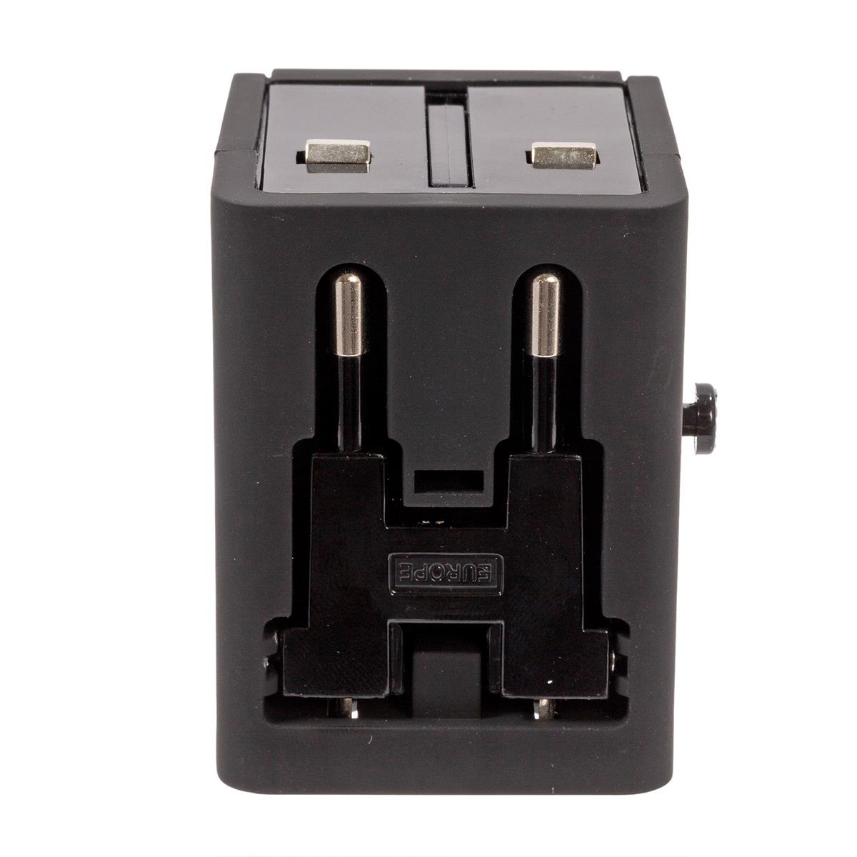 Global, Travel Adapter, matte, w 2 USB, clamshell