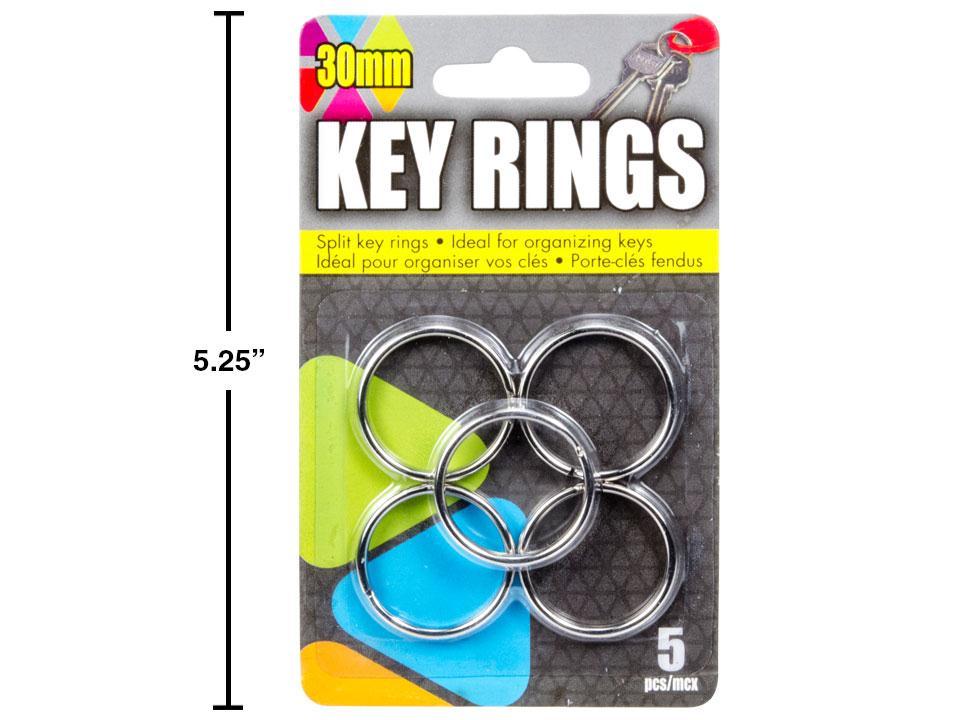 5-pc Metal Key Rings, 30mm , b/c