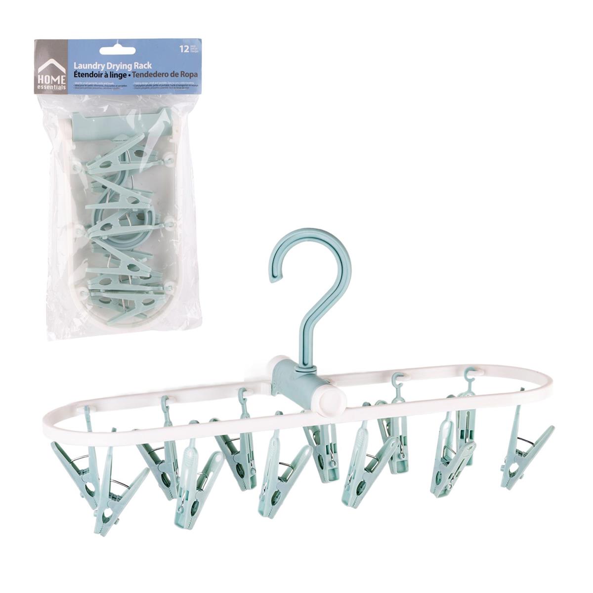 H.E. Foldable Laundry Drying Rack with 12 Pegs. Header card