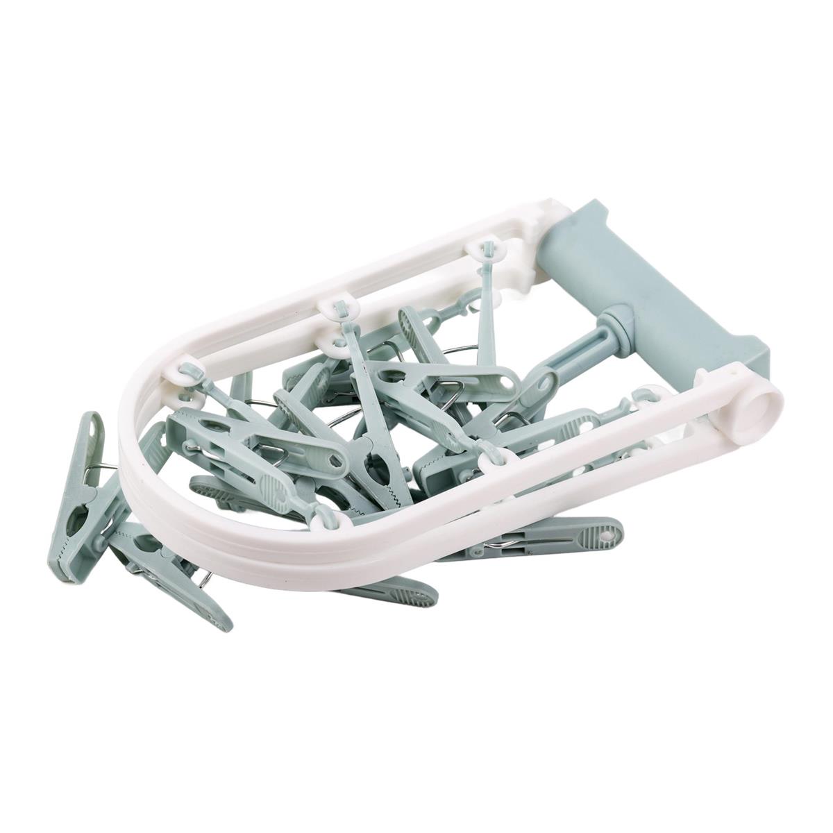H.E. Foldable Laundry Drying Rack with 12 Pegs. Header card