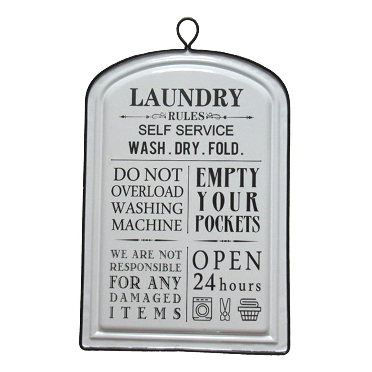 Laundry Metal Hanging Sign, 3 Assorted Designs,