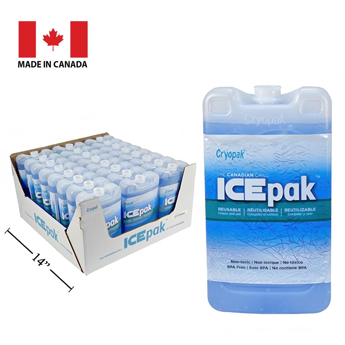 14oz. Ice Pack In Display, (1lbs.), 3.8"x6.9"x1.125", 24/Display