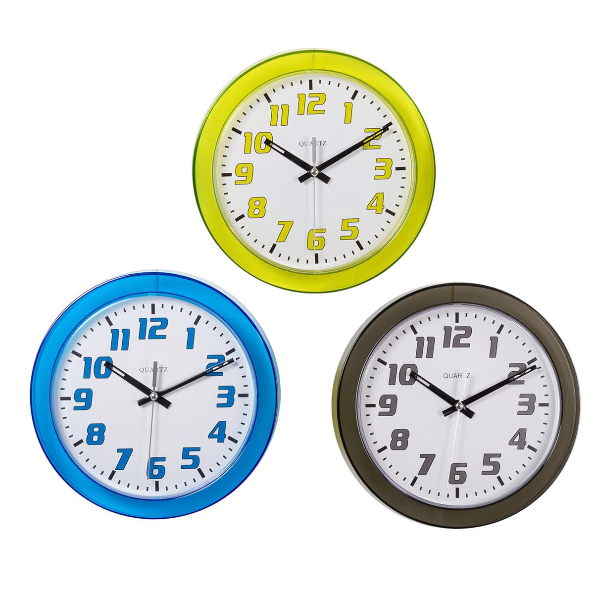 KG Theo 7.5"Quartz Wall Clock,3C 3 Col Black,Green,Blue (Az)