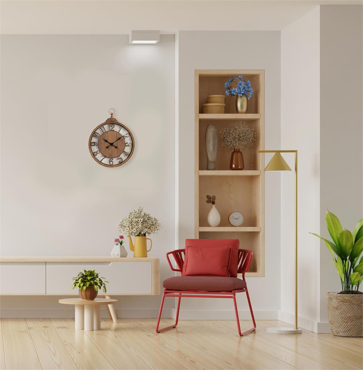 KG Jared 20.5" Wall Clock Antiqued Gold And Wood (Az)