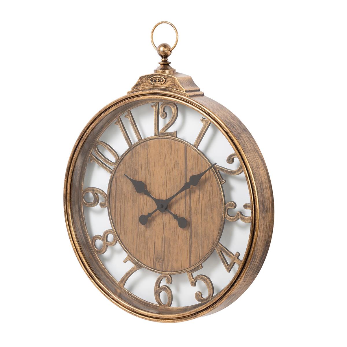 KG Jared 20.5" Wall Clock Antiqued Gold And Wood (Az)