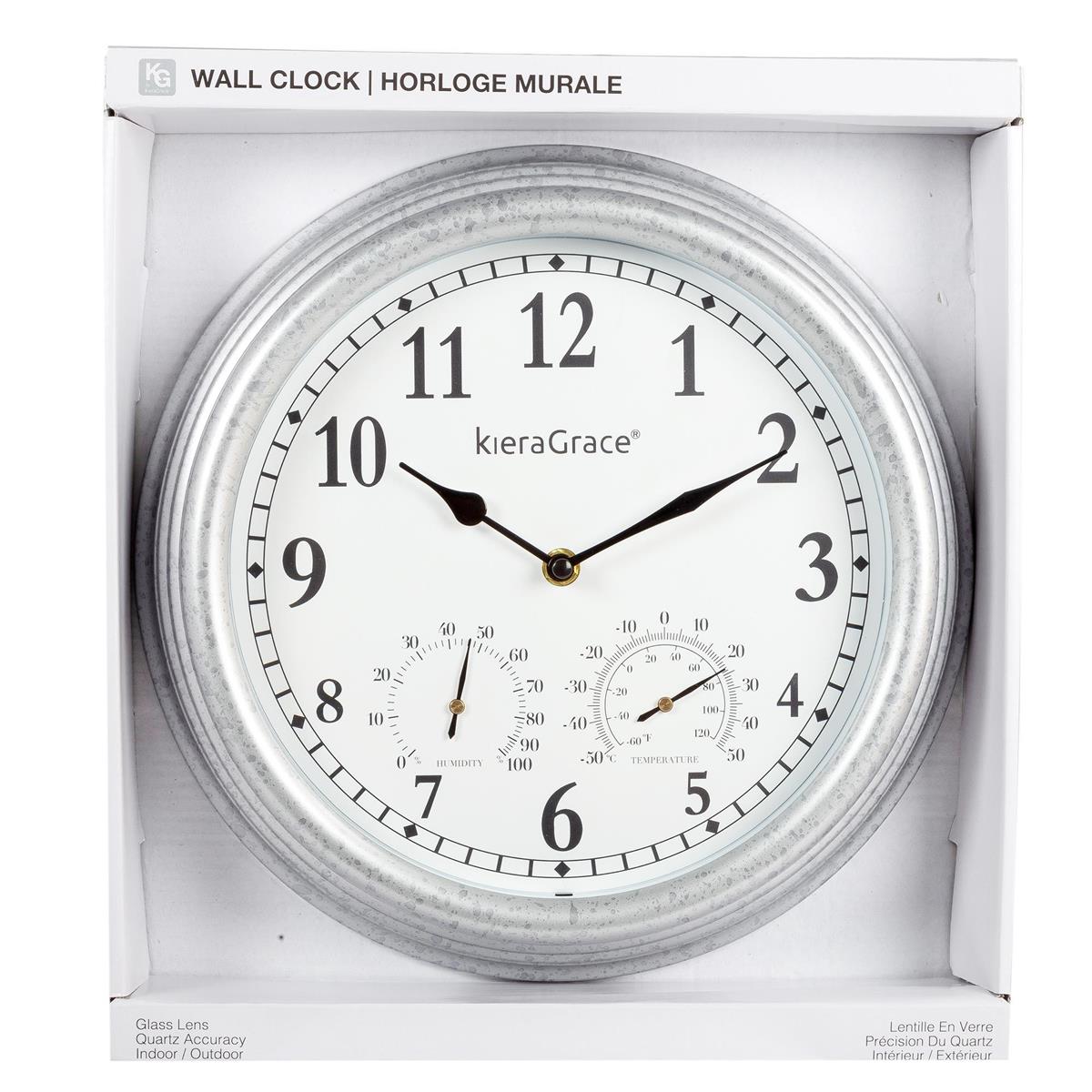 KG Galvin 12" Outdoor Wall Clock W/TEMP & HUMID GAUGES-Galvaniz (T AZ)