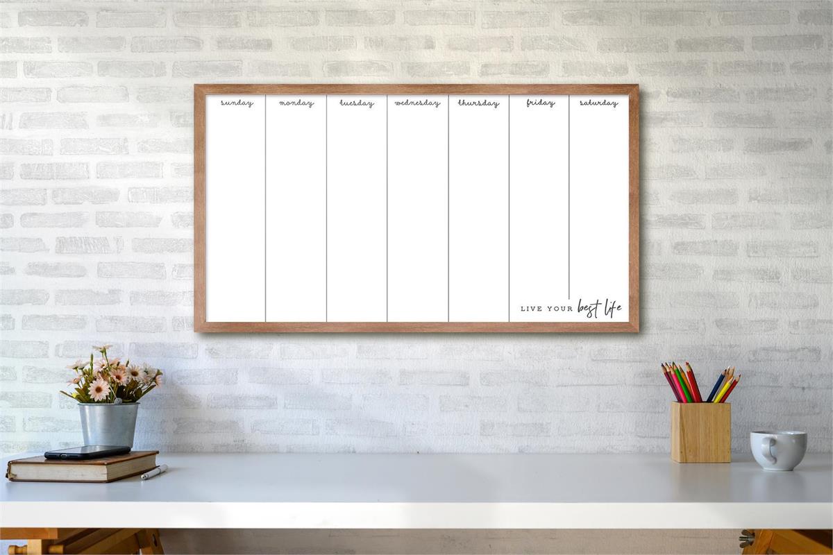 KG Planner Dry Erase Board (Weekly) 12x22in, Magnetic,Espresso, PS (AZ)