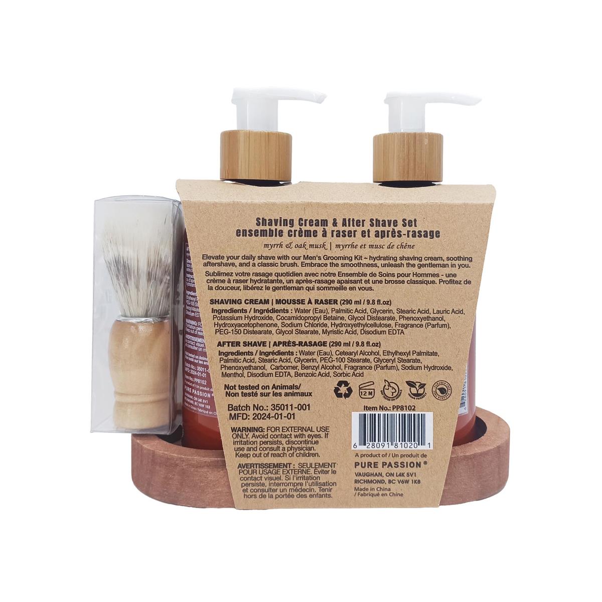 PP Wooden Men's Shaving Caddy 290 ml, with Wood handle Foam brush