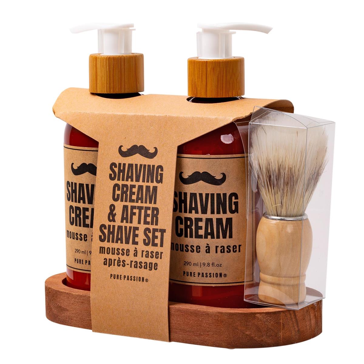 PP Wooden Men's Shaving Caddy 290 ml, with Wood handle Foam brush