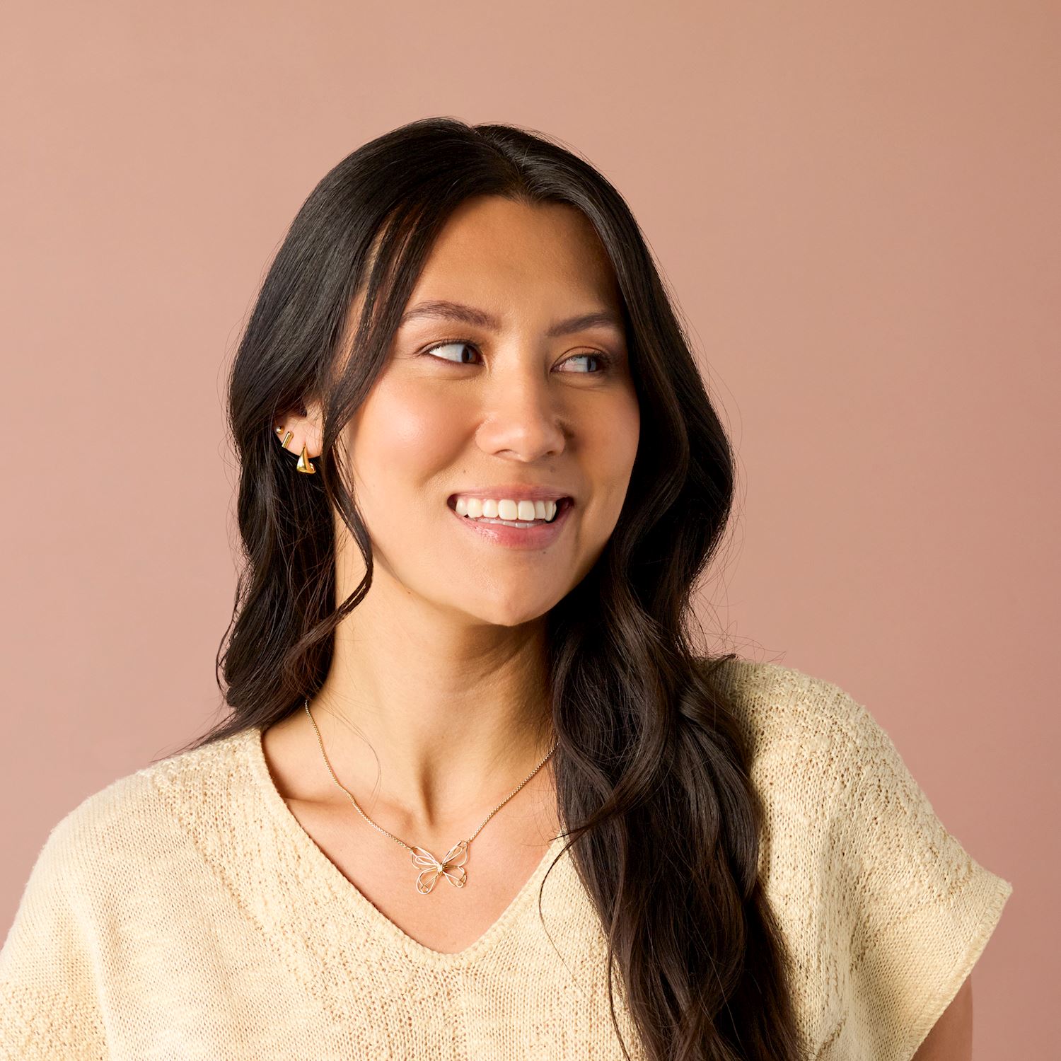 Butterfly Open Charm Gold Necklace 16in