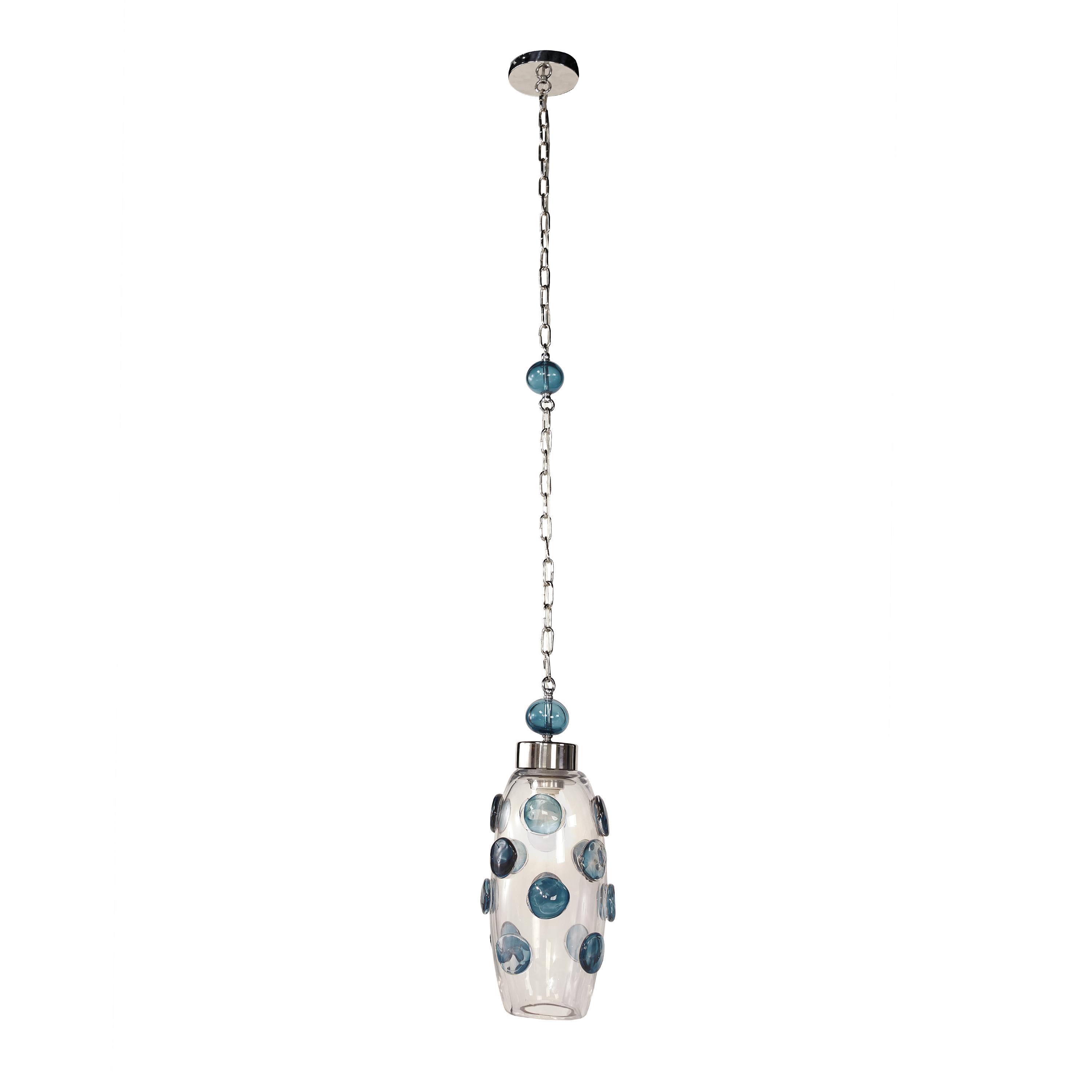 13.25Hx8.25D CERULEAN SPOTS PENDANT