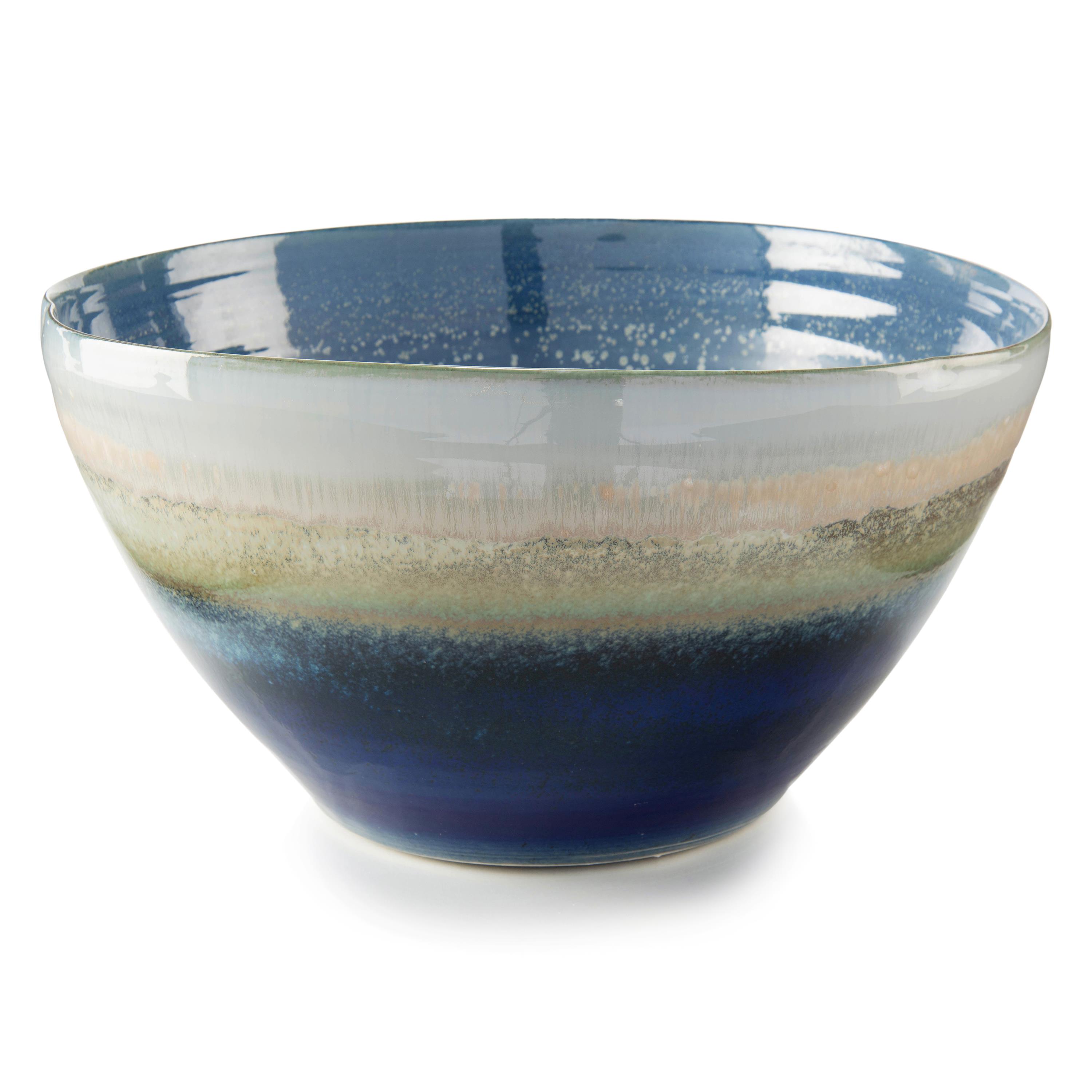 01-9Hx16.25D REACTIVE BLUE & CREAM BOWL