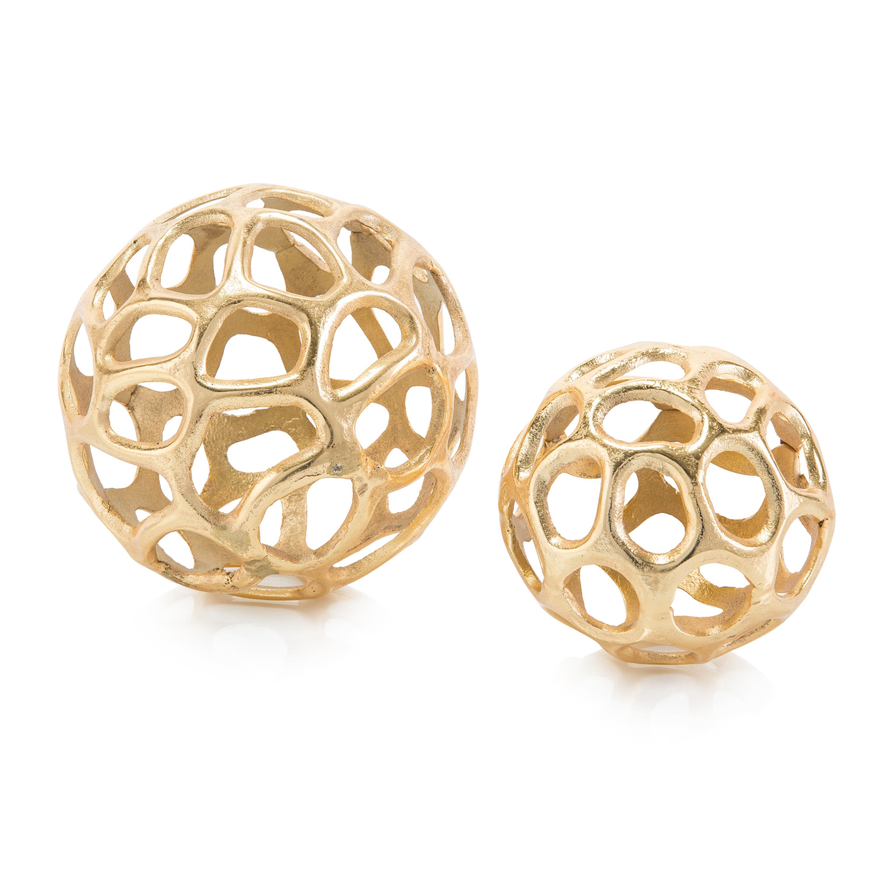 04-SET OF TWO GOLD BALLS WITH HOLES