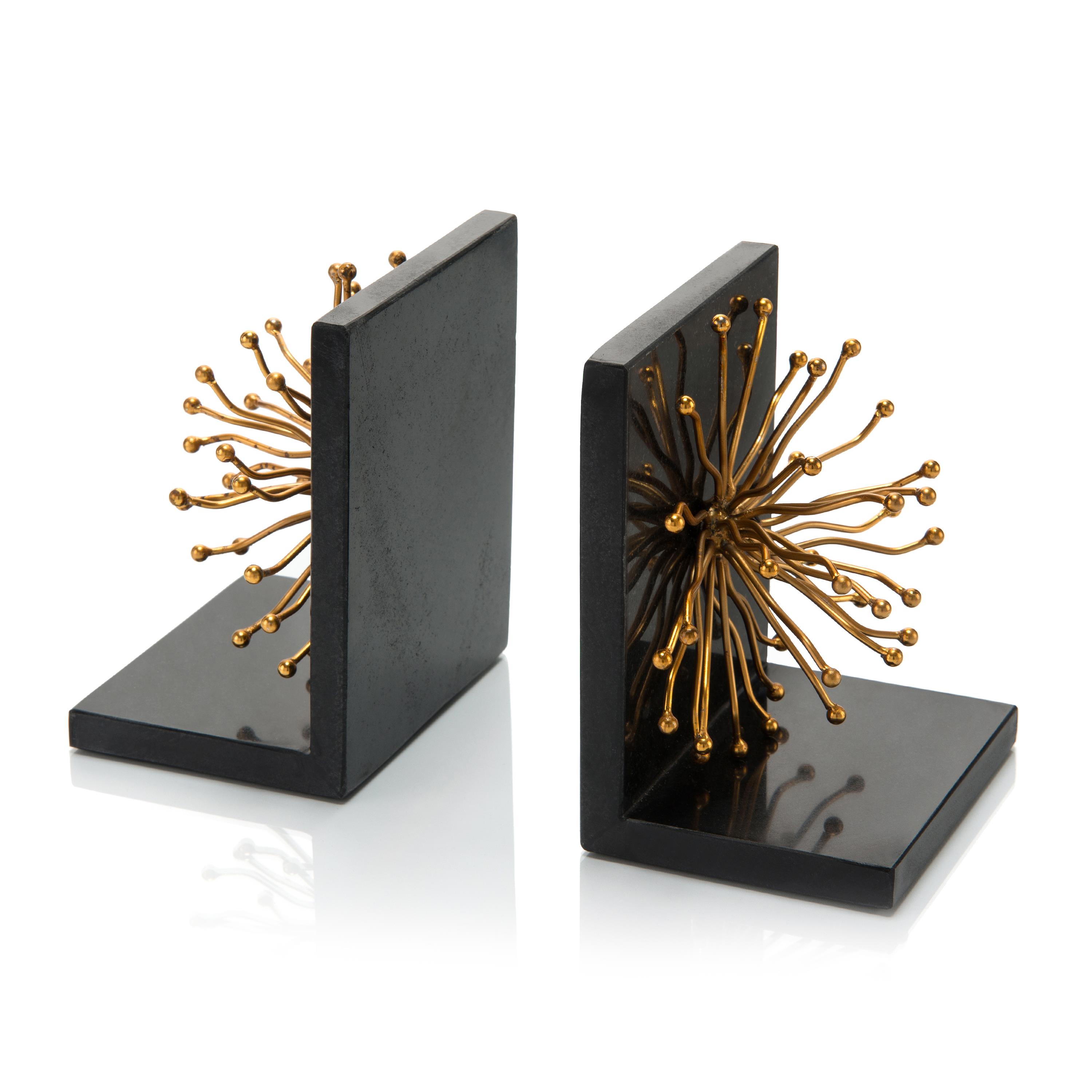 04-6.5"H X 4"W X 5.25"D (EACH) SET OF TWO SUNRAY FLOWER BOOKENDS