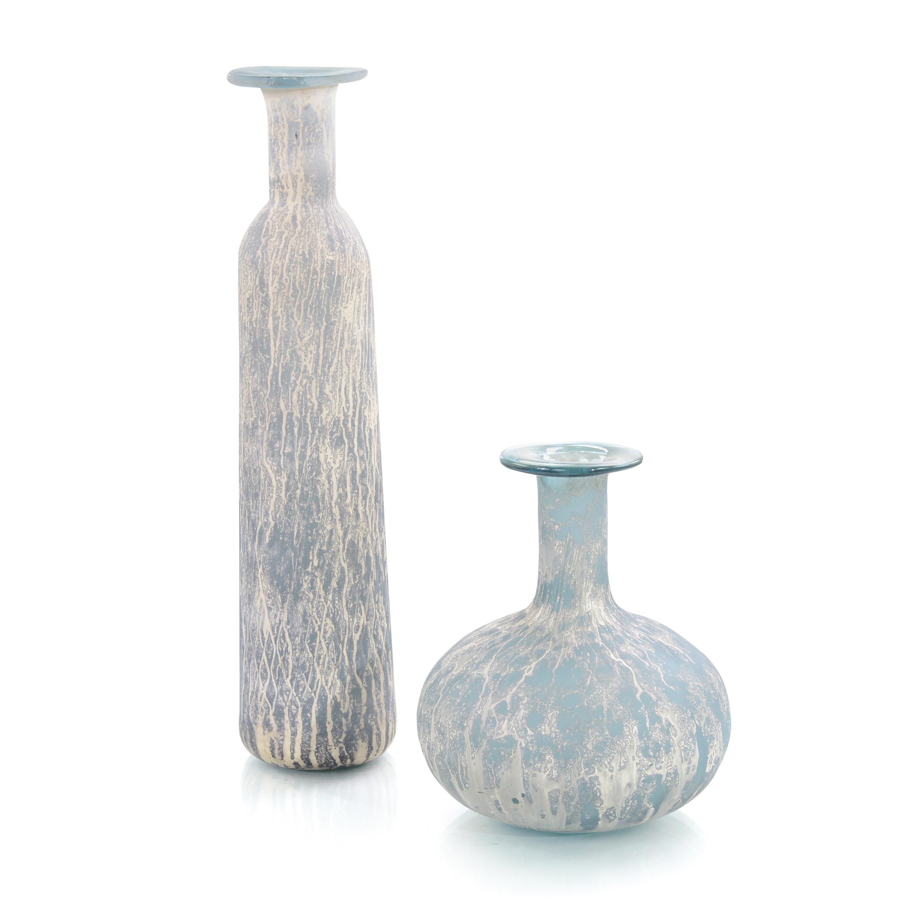 03-SET OF TWO POWDER BLUE JAR AND VASE W