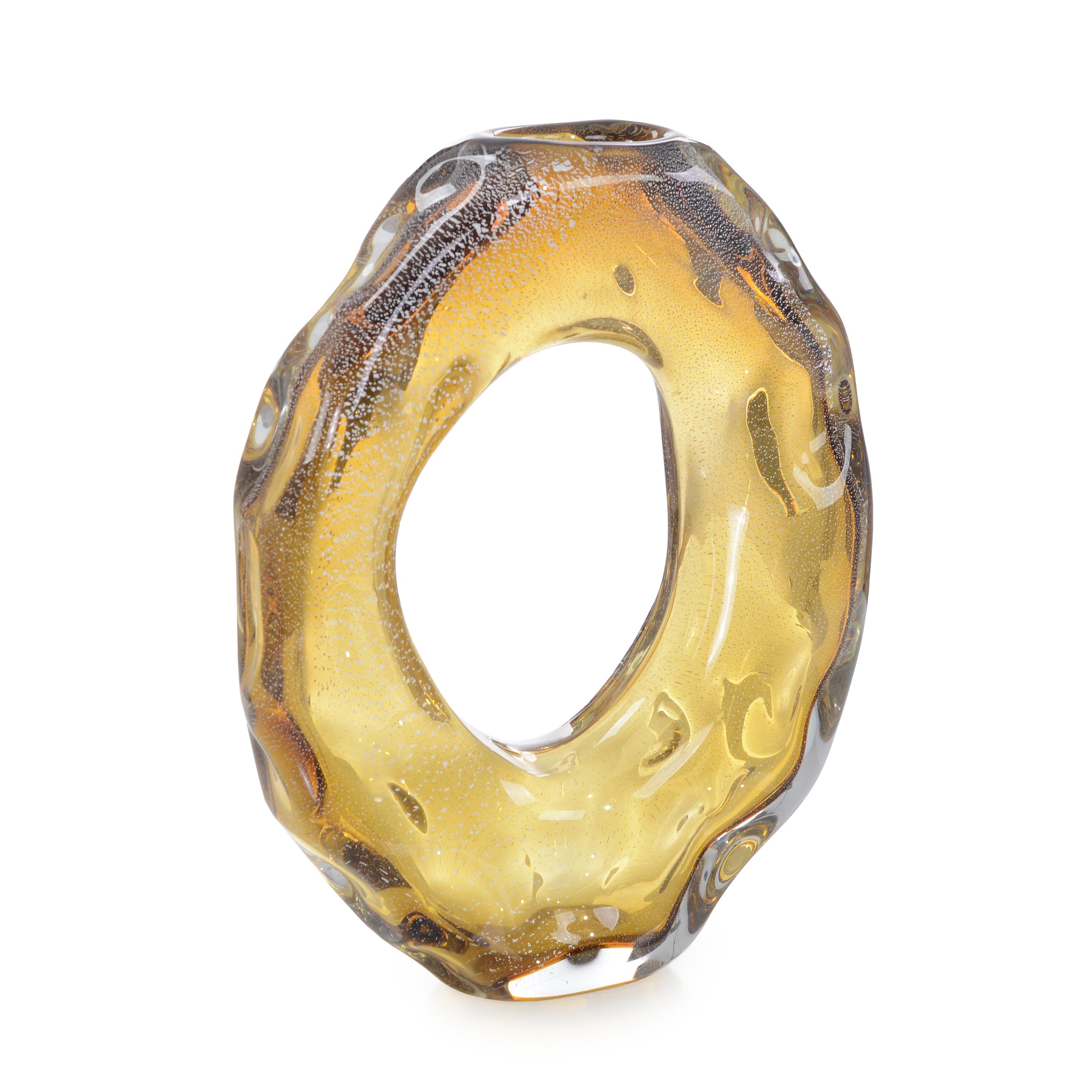 04-13"H X 9.75"W X 4"D COFFEE BRONZE HANDBLOWN GLASS SCULPTURE II