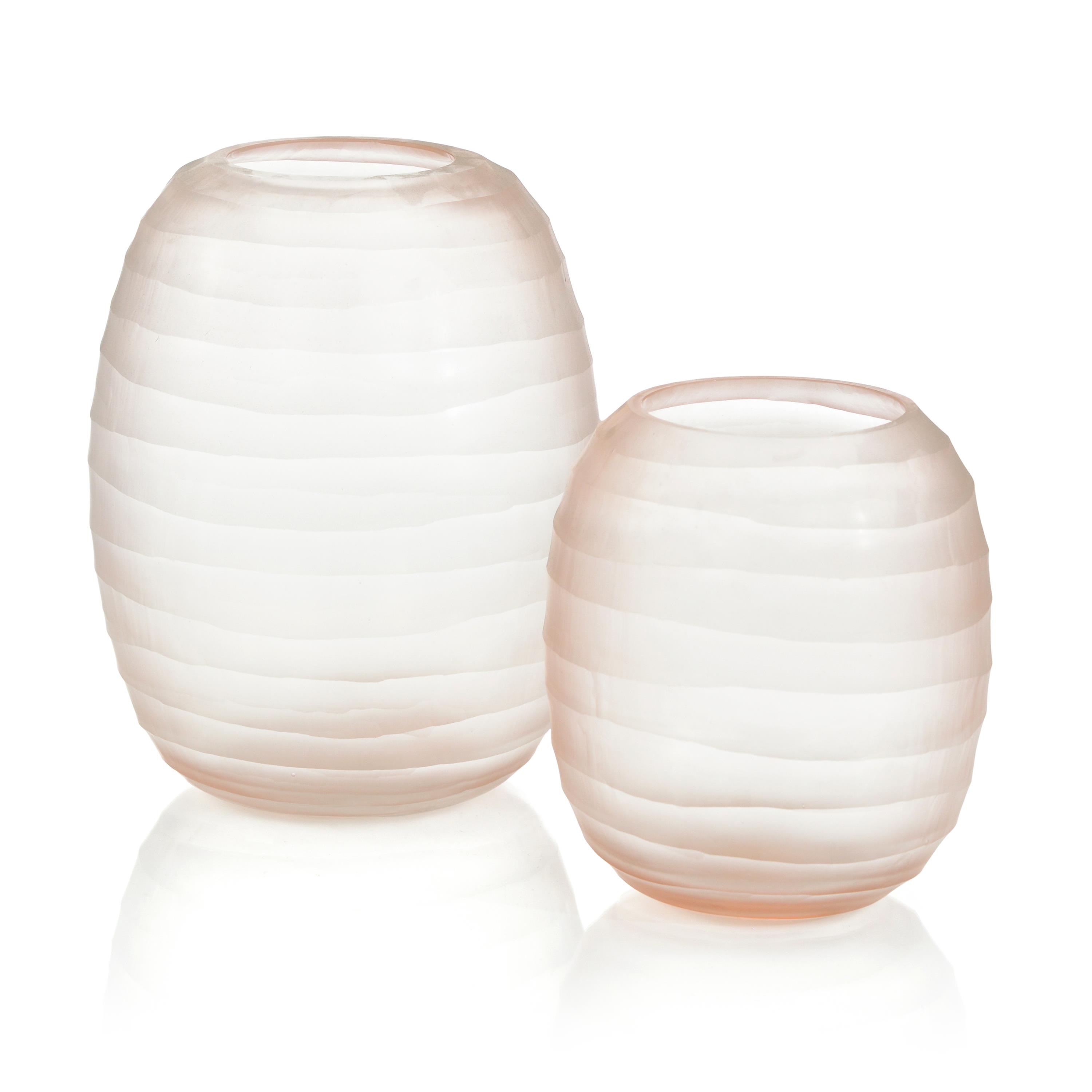03-SET OF 3 TRANSLUCENT PINK GLASS VASES