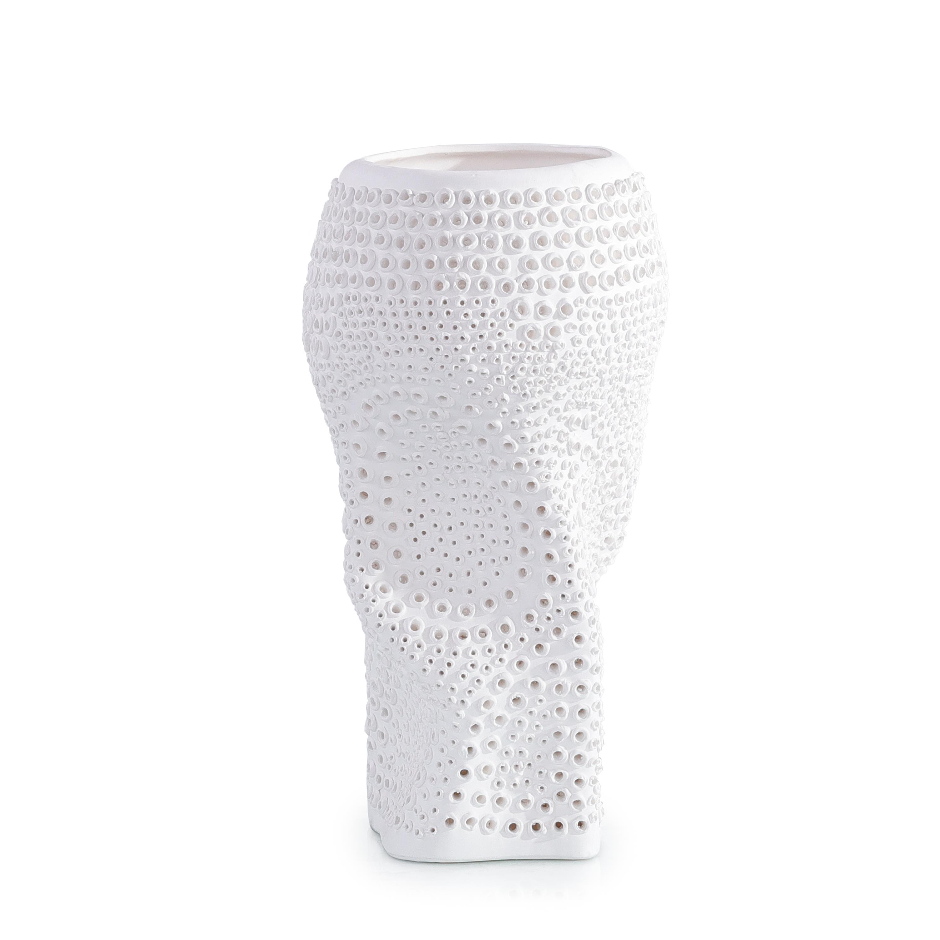 04-17Hx9Wx9D PERFORATED PORCELAIN VASE