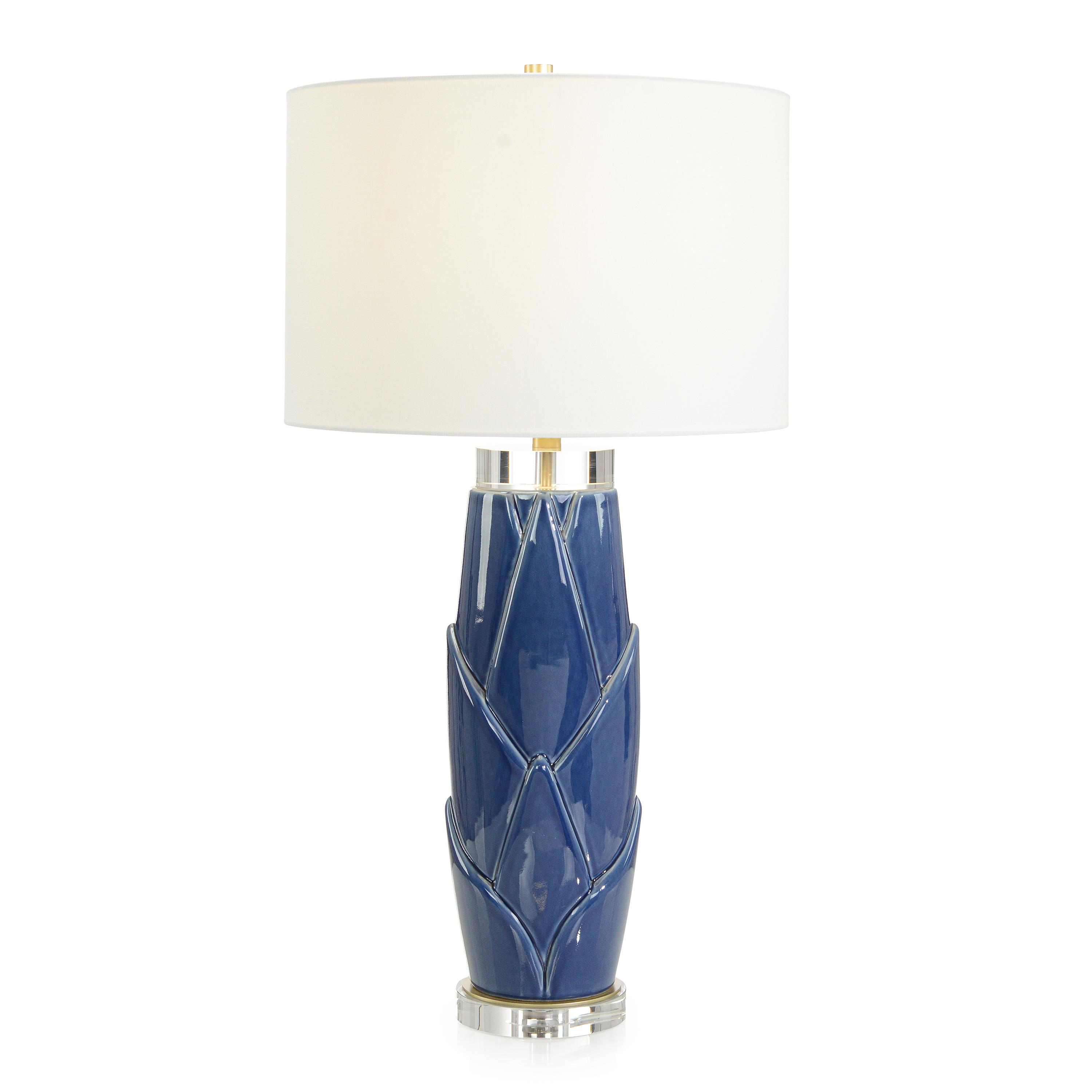 01-33.5H LUSH LEAVES TABLE LAMP, BLUE