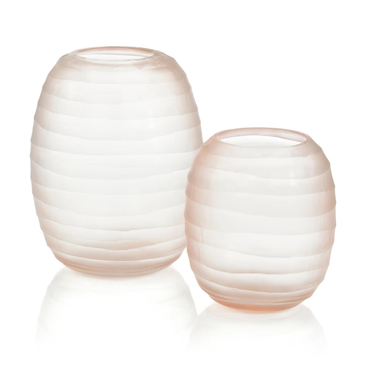 03-SET OF 3 TRANSLUCENT PINK GLASS VASES