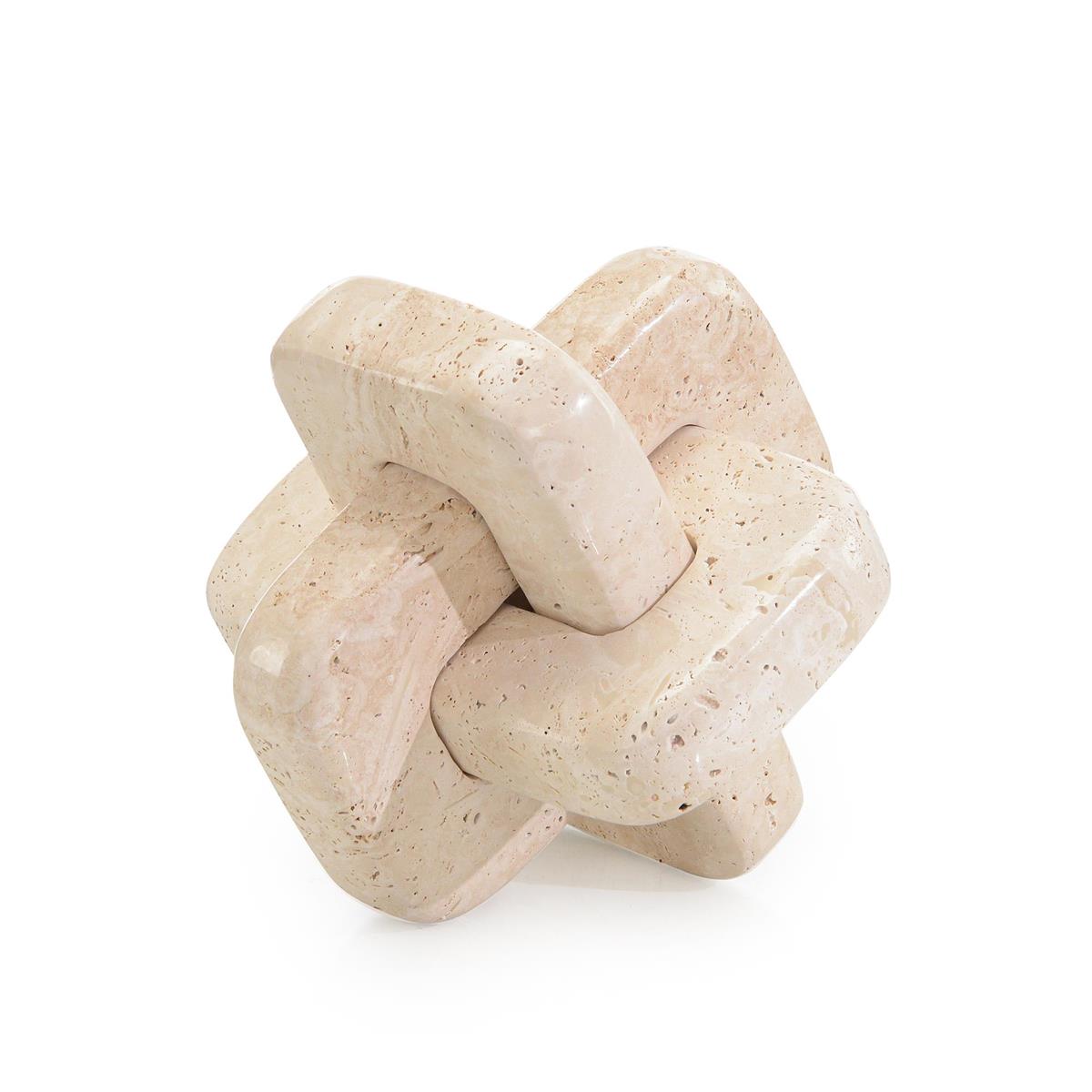 04-10"H X 10"W X 10"D TRAVERTINE CHAIN LINK SCULPTURE