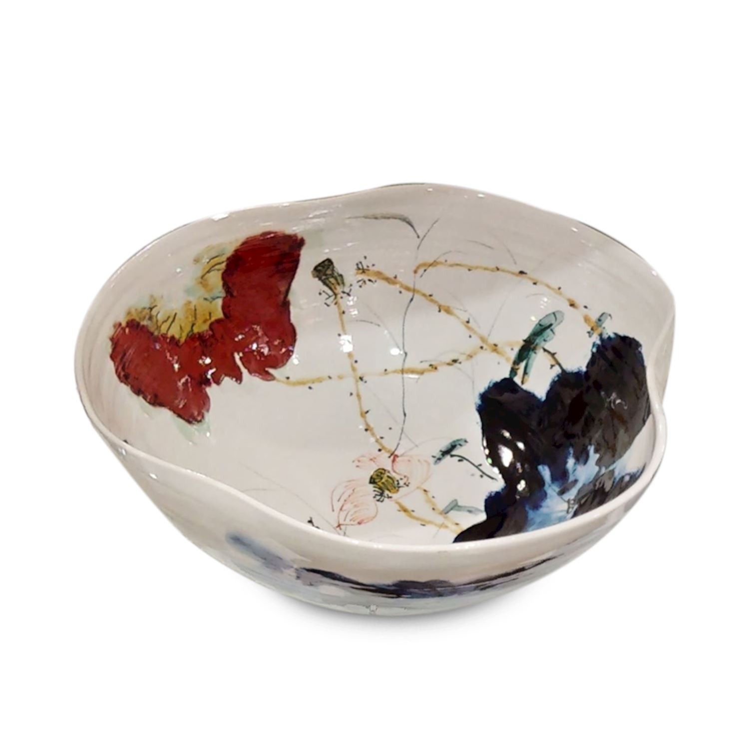 10Hx24.5D CURLED-RIM PORCELAIN BOWL