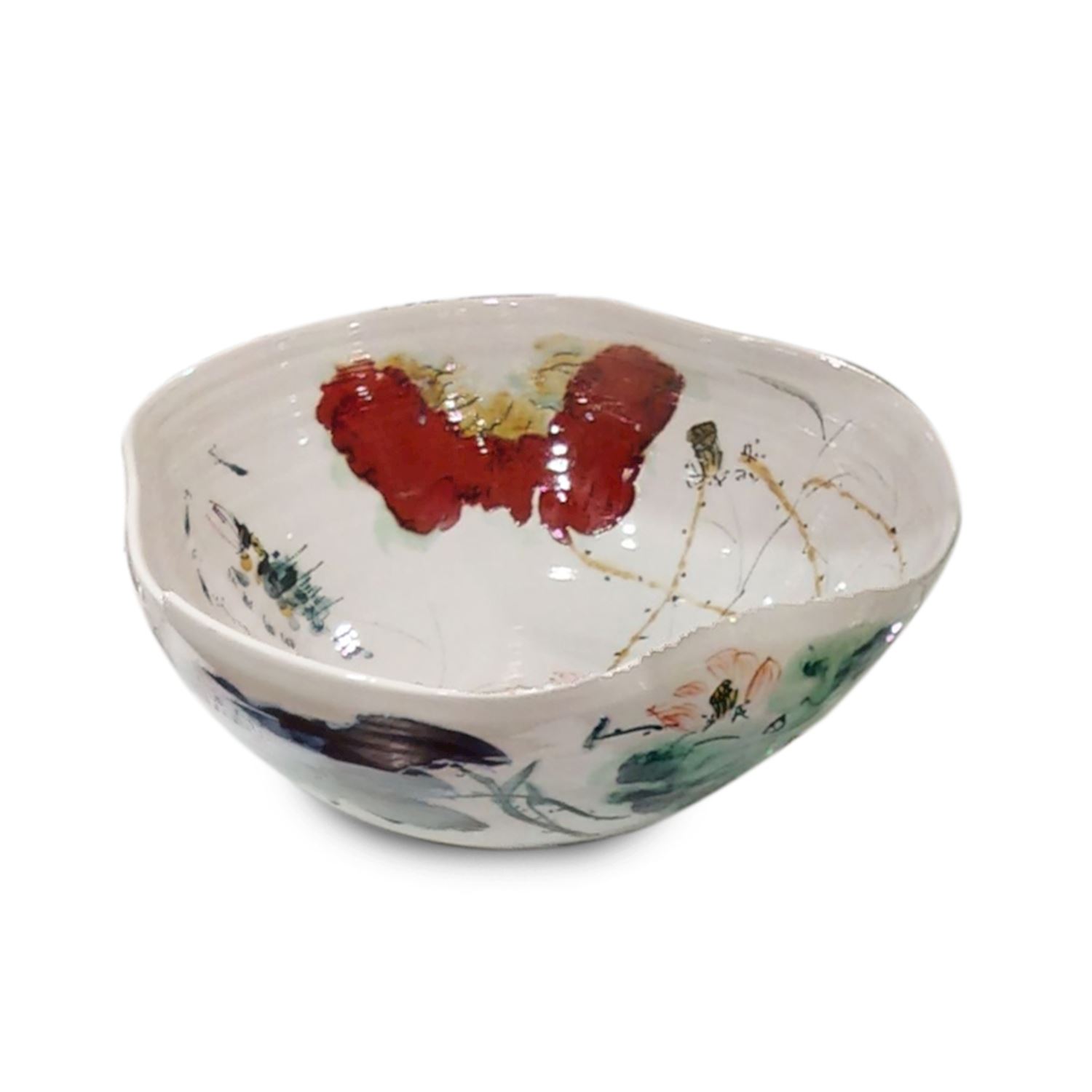 10Hx24.5D CURLED-RIM PORCELAIN BOWL