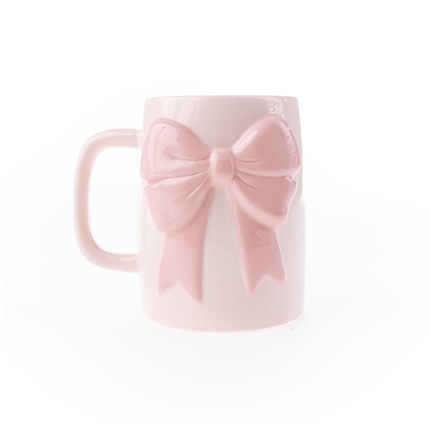 Mary Square Wholesale | Ceramic Bow Mug Pink | OneCoast
