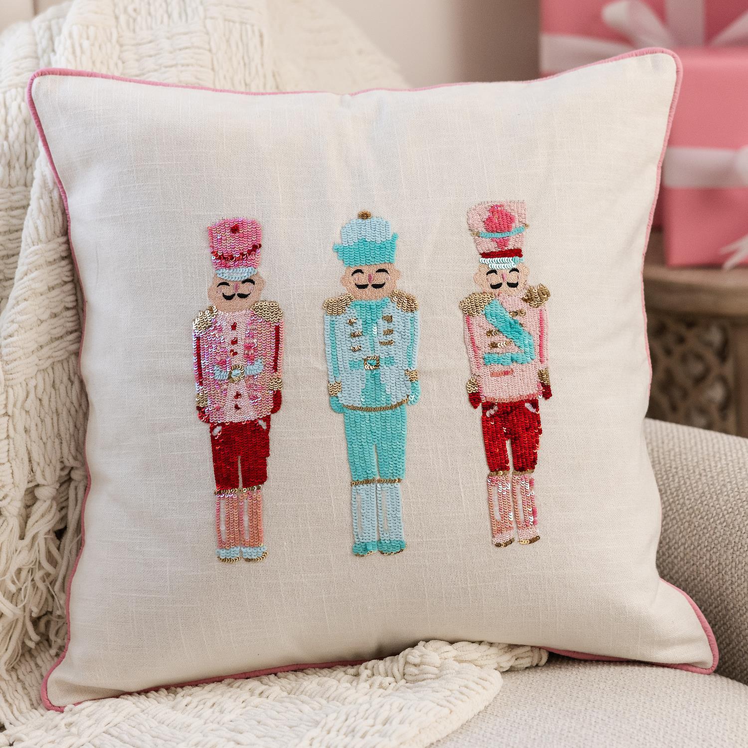 Mary Square Wholesale | Square Pillow Sequin Nutcrackers | OneCoast