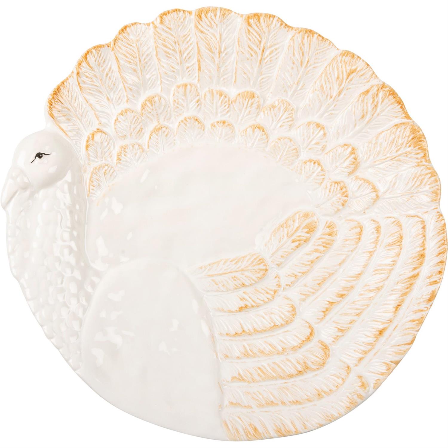 Primitives By Kathy Wholesale | White Turkey Plate | OneCoast
