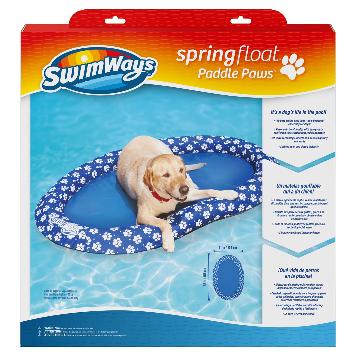 SwimWays Spring Float Paddle Paws Dog Pool Float - Large (65 lbs and Up)