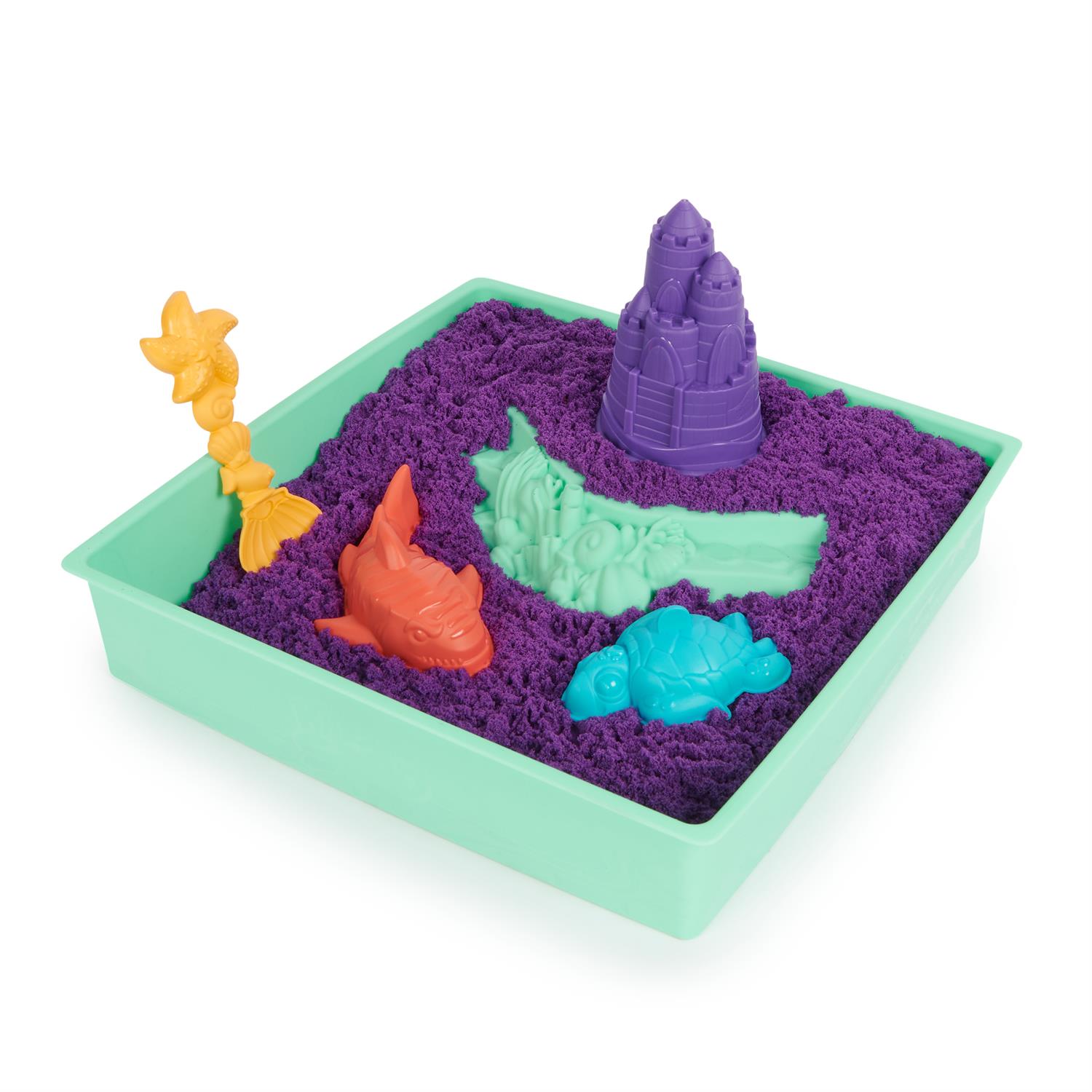 Kinetic Sand Sandbox Set, 1lb Purple Play Sand, Sandbox Storage, 4 ...