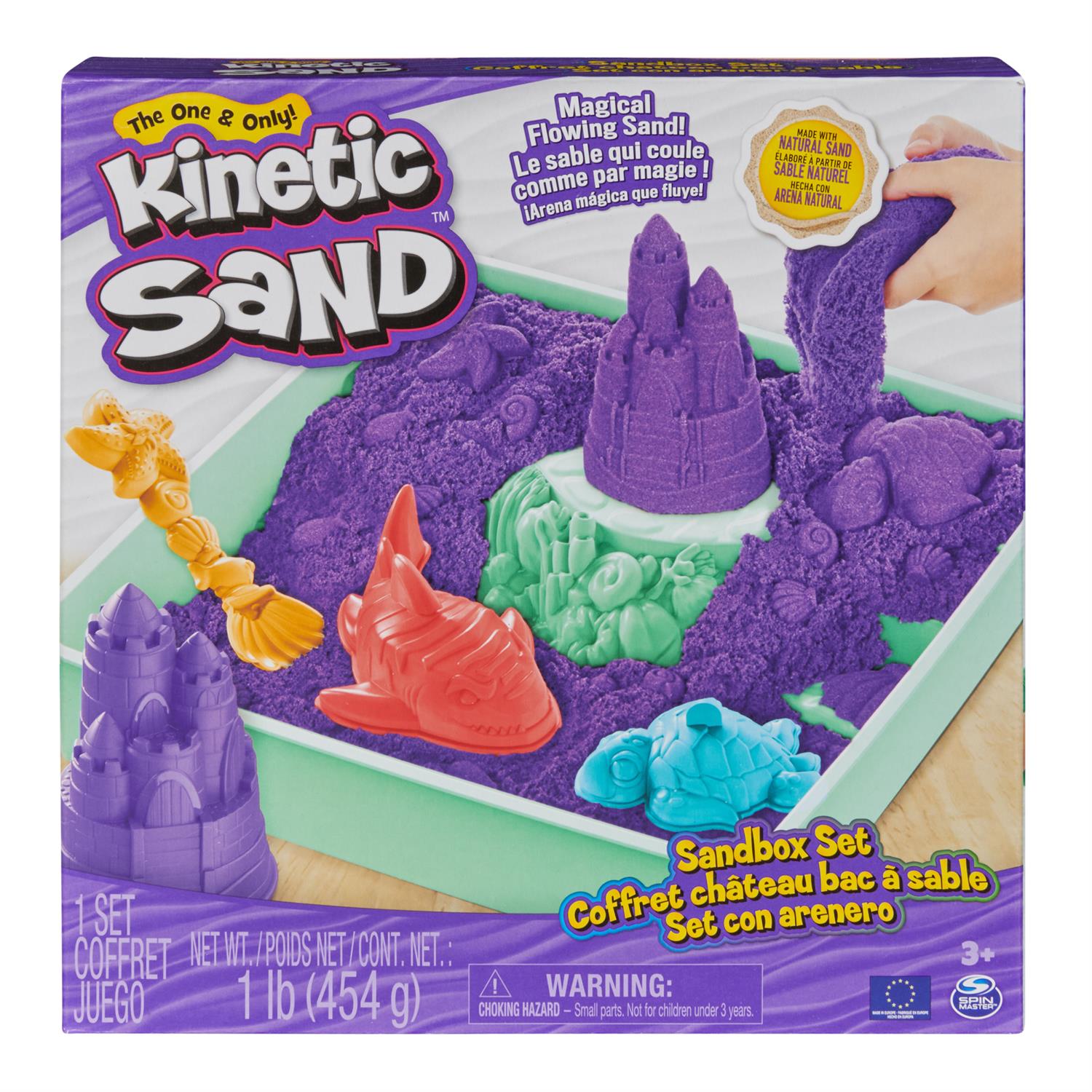 Kinetic Sand Sandbox Set, 1lb Purple Play Sand, Sandbox Storage, 4 ...